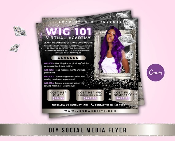 DIY Wig Virtual Class Flyer Wig Training Flyer Wig 101 | Etsy