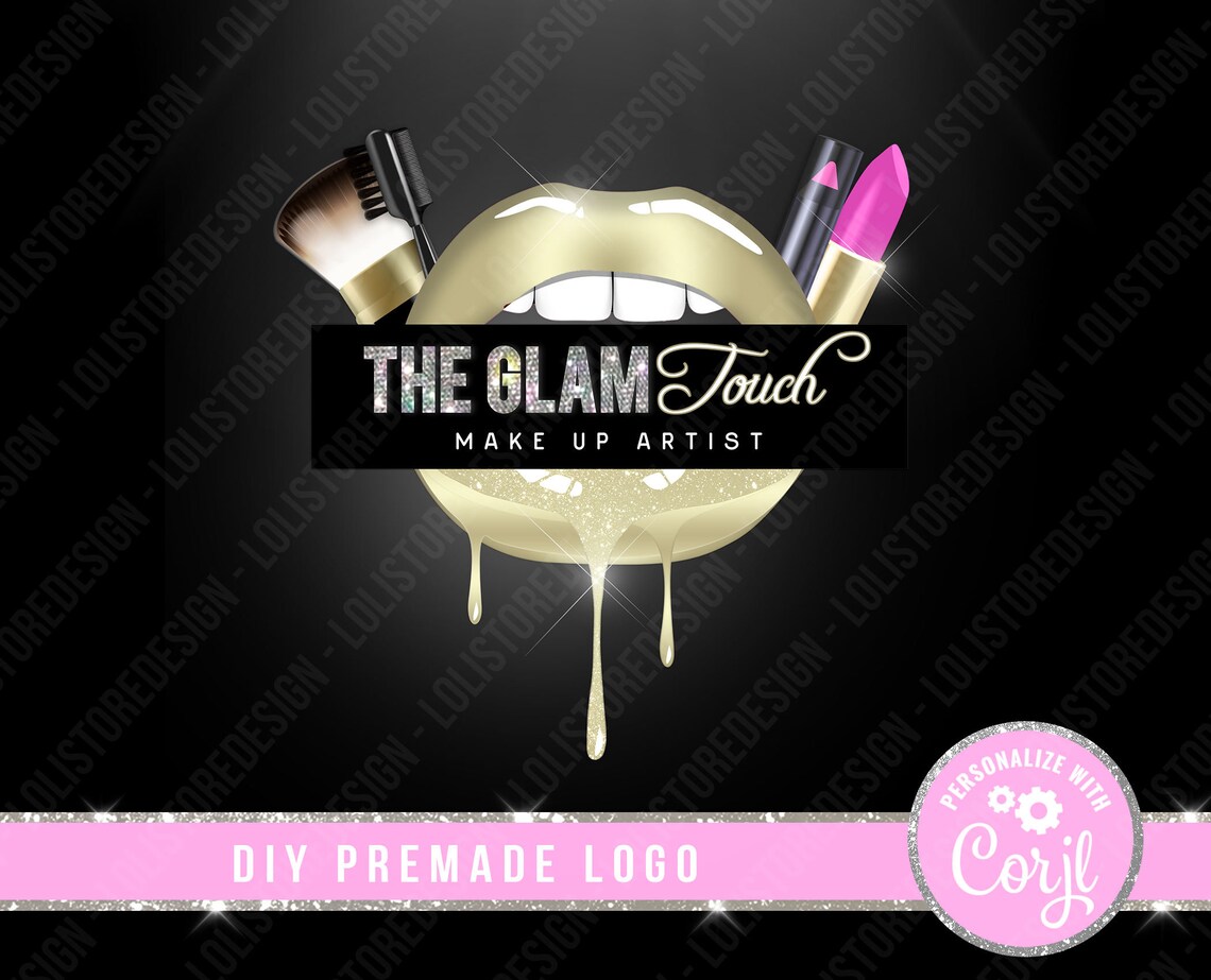 DIY Makeup Artist Logo Cosmetics Premade Logo Glam Makeup - Etsy