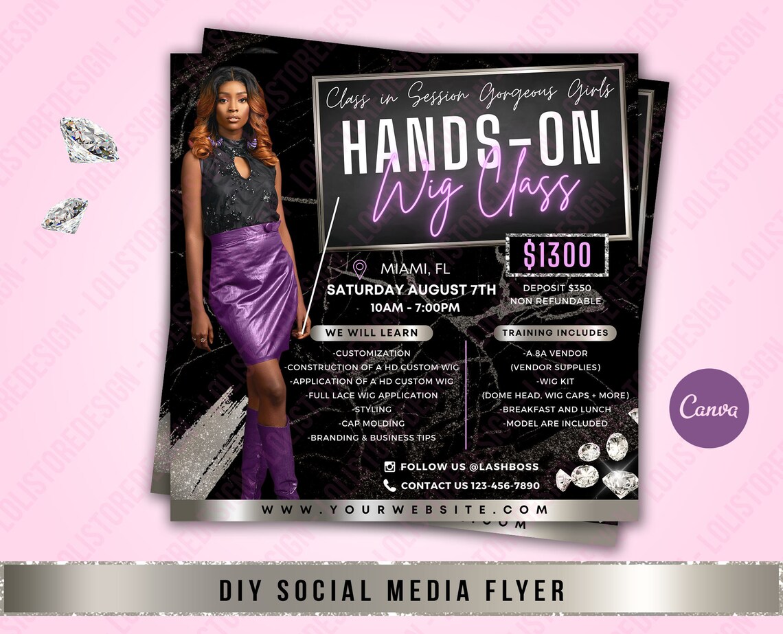 DIY Wig Class Flyer Wig Training Flyer Hands-on Wig Course - Etsy