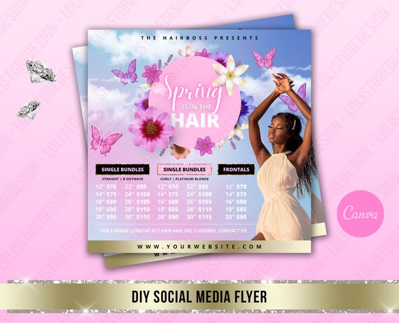 DIY Spring Hair Collection Price List Flyer Hair Prices | Etsy