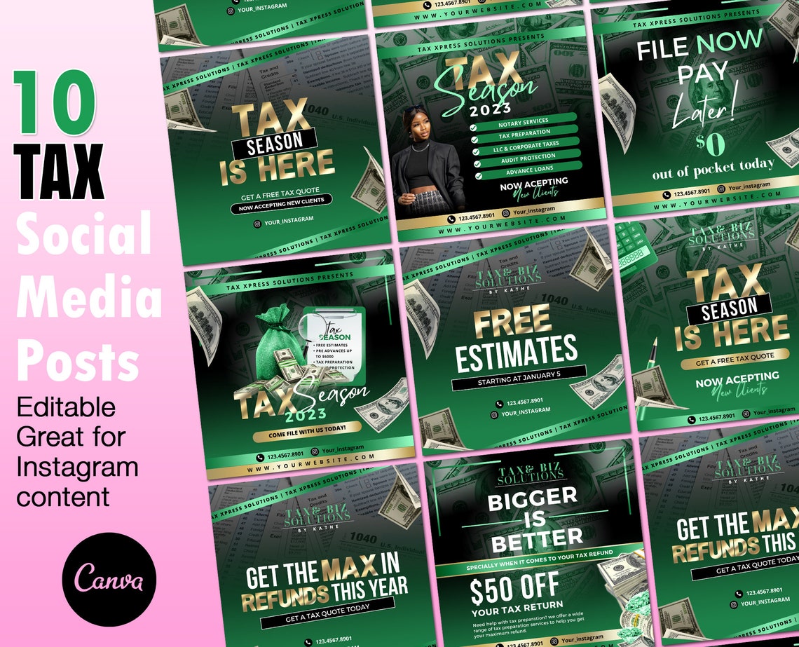DIY Tax Social Media Flyers Social Media Posts Tax Season - Etsy