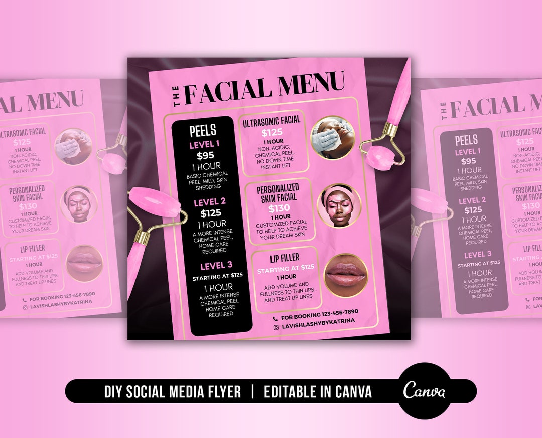 Facial Treatments Flyer, Facial Specials Flyer Template, Facial Menu ...