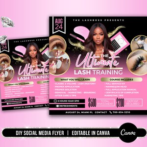 DIY Lash Training Flyer, Ultimate Lash Course Flyer , Lash Technician ...