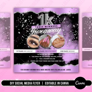 DIY Giveaway Flyer, Lash Flyer, Hair Giveaway Flyer, Followers Giveaway ...