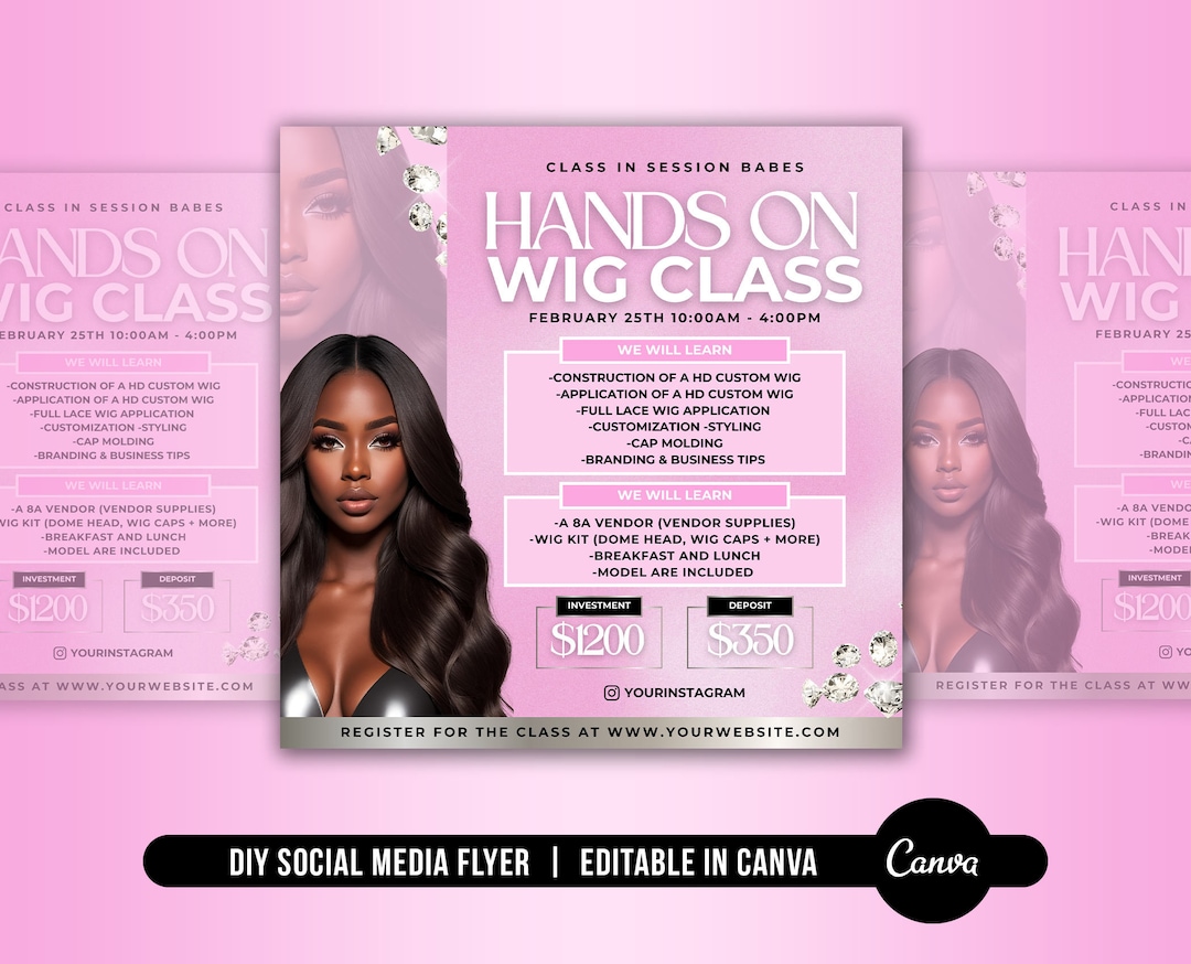 DIY Wig Class Flyer Template, Hands on Wig Course Flyer, Hair Training ...