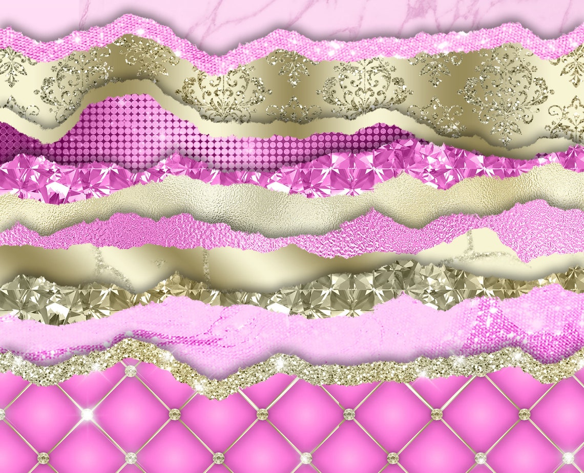 Pink and Gold Glam Edges Gold and Pink Ripped Edges Glam - Etsy