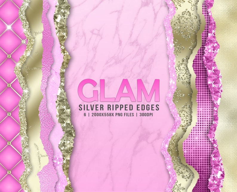 Pink and Gold Glam Edges Gold and Pink Ripped Edges Glam - Etsy