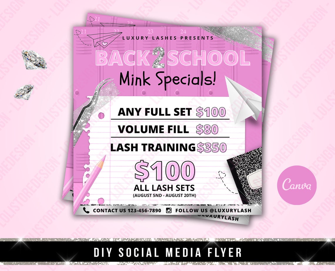 DIY Back to School Flash Sale Flyer Lash Technician Flyer - Etsy