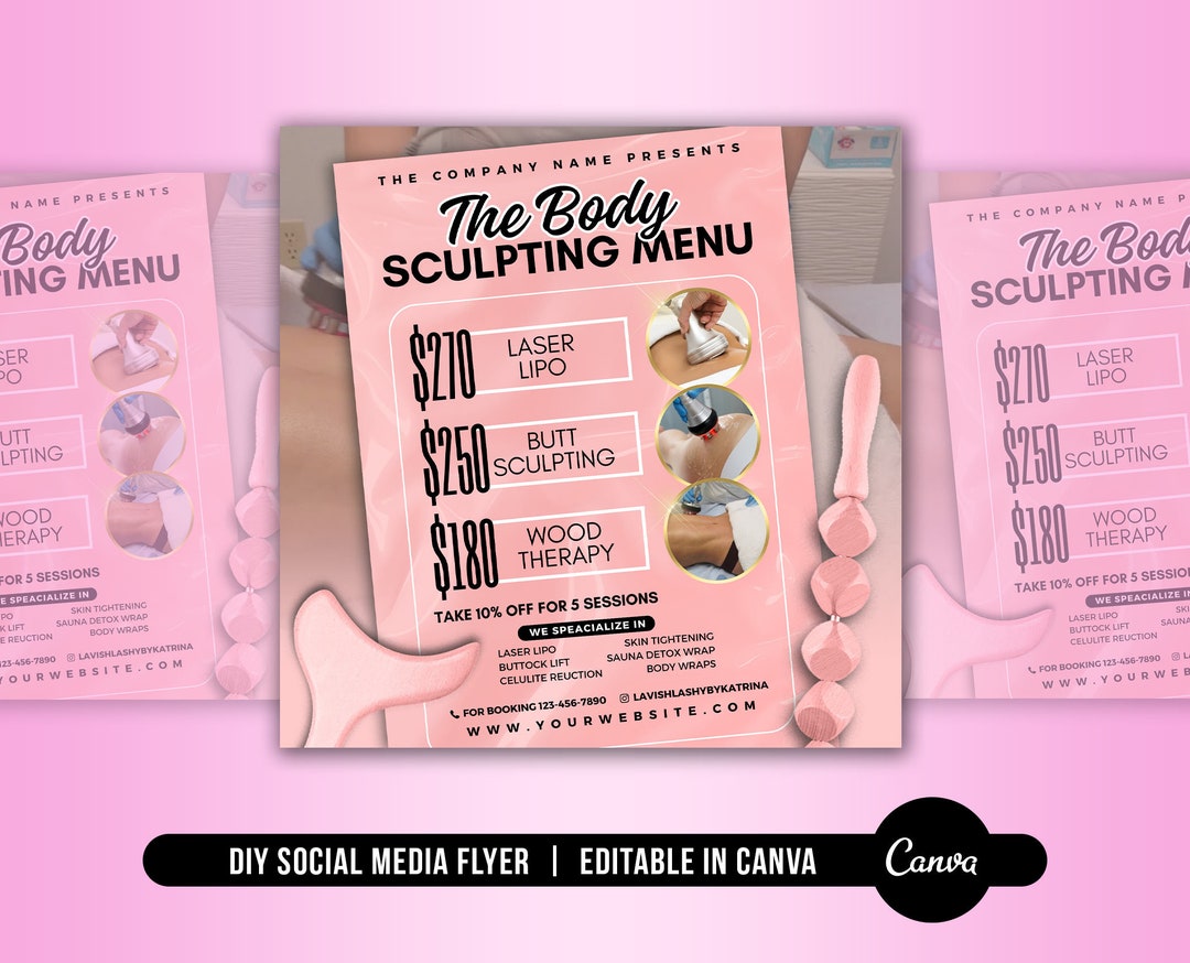 DIY Body Sculpting Specials Flyer, Body Contouring Menu Sale Flyer, Spa ...