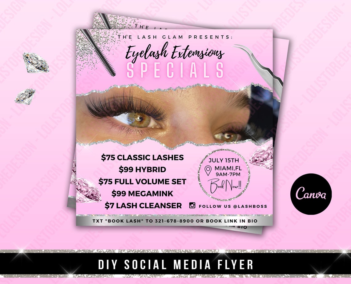 DIY Lash Extensions Specials Flyer Lash Services Flyer | Etsy