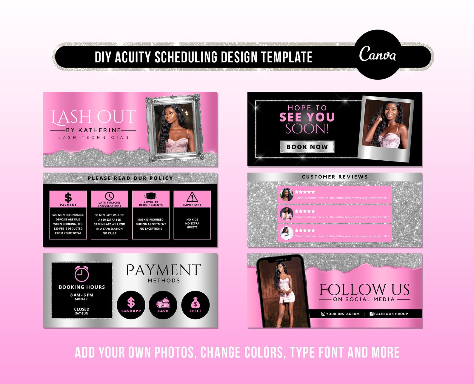 DIY Acuity Website Design Pink Booking Site Template Banners - Etsy