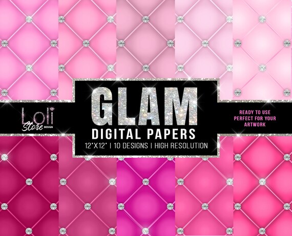 Glam Tufted Digital Papers Pink and Diamonds Glam Textures | Etsy