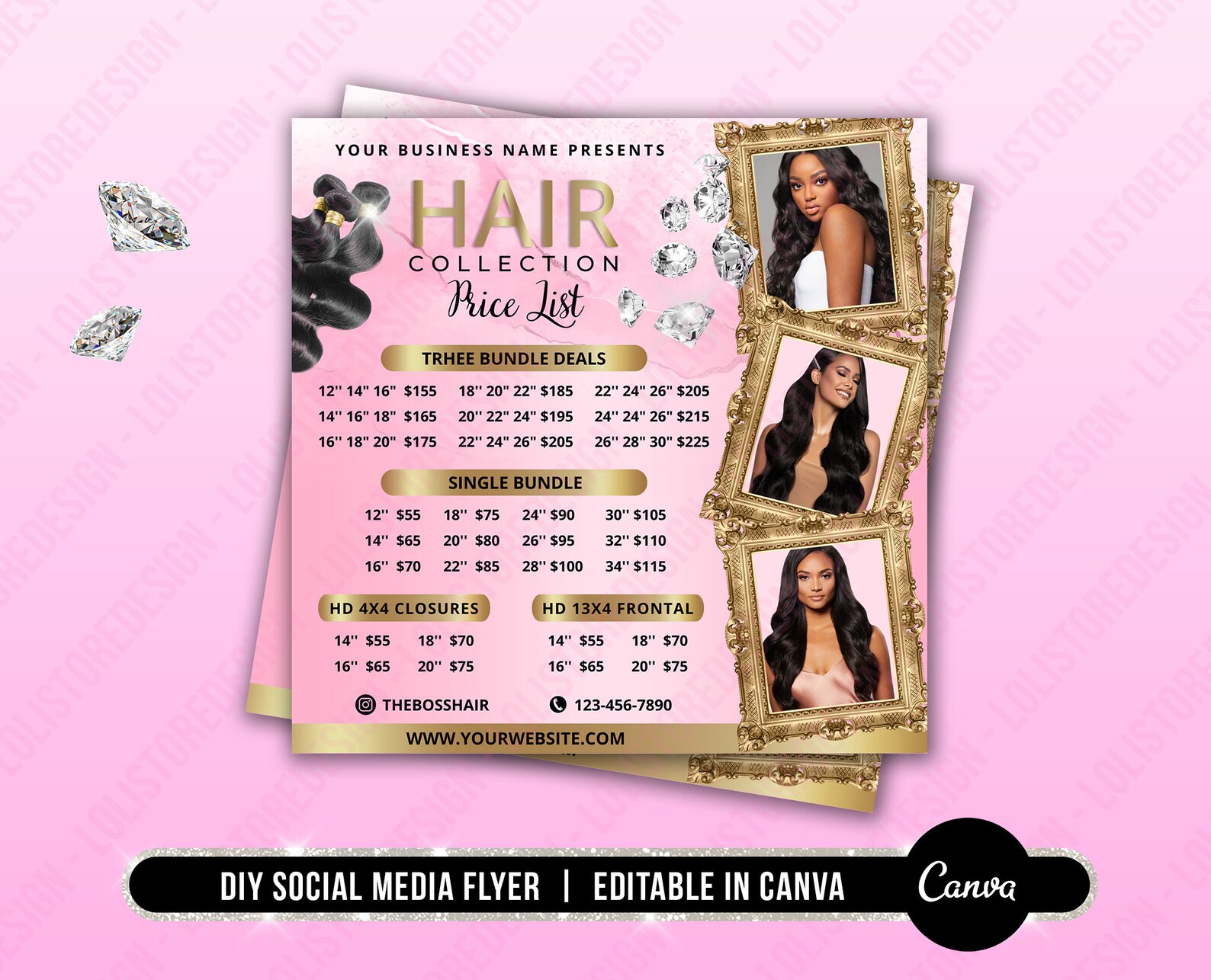 DIY Hair Price List Flyer Hair Collection Price List Flyer - Etsy