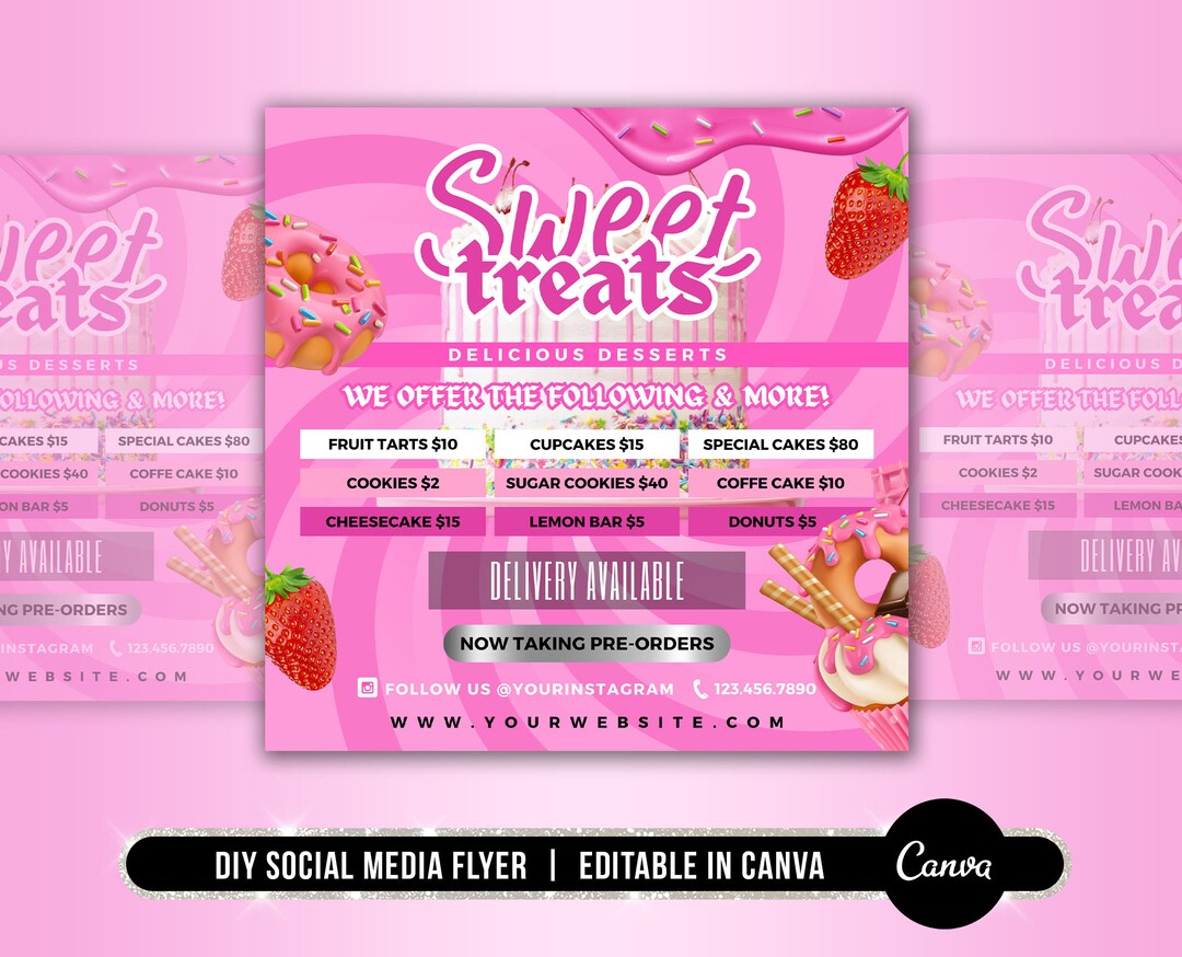 DIY Sweet Treats Flyer, Cake Flyer, Baking Dessert Flyer, Baking Sale ...