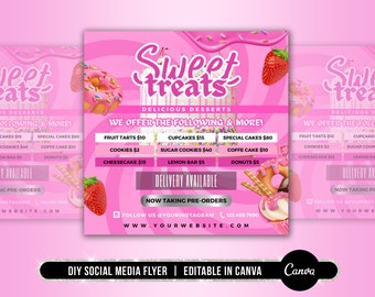 Sweets and Treats DIY Canva Flyer Template, Baking Dessert Flyer ...
