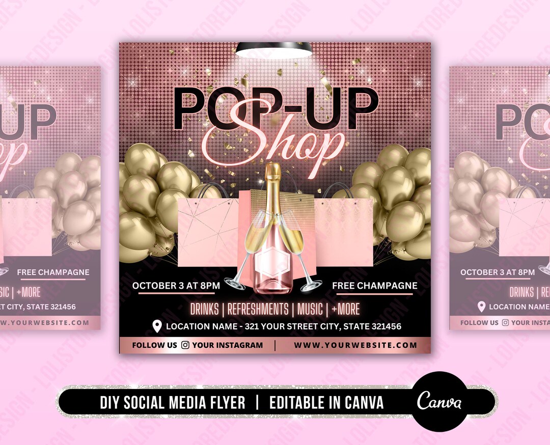 DIY Pop up Shop Flyer, Celebration Flyer, Sip and Shop Flyer, Event ...