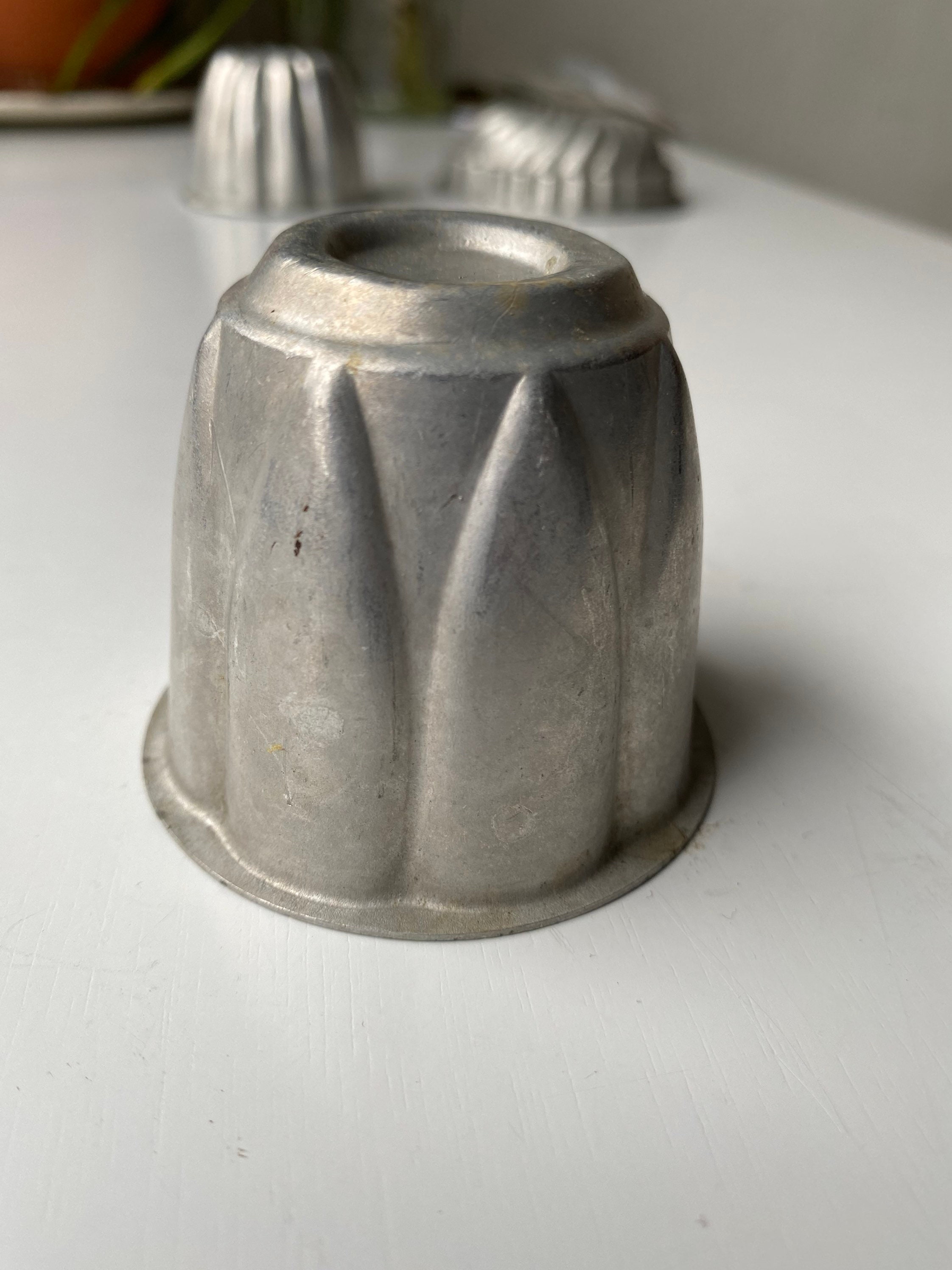 Three Small Vintage Tin Jelly Moulds / Antique /metal / Kitchenalia ...