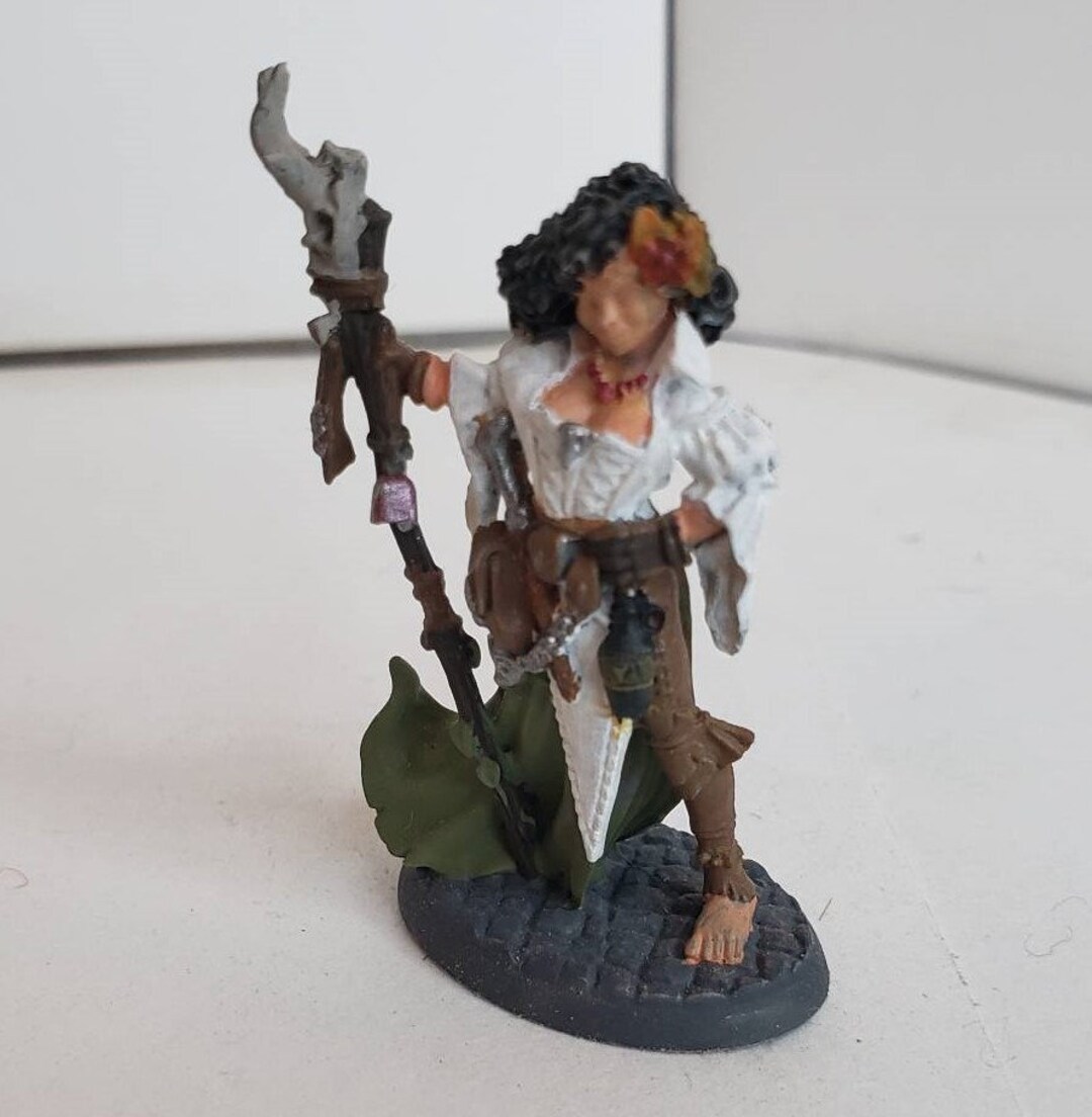 Female Mage Caster Druid White With Staff - Etsy