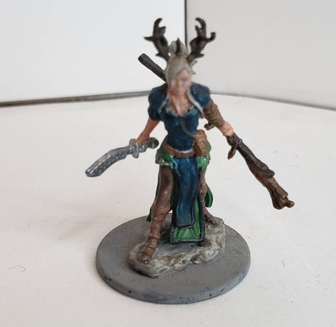 Female Elf Ranger With Sword and Staff Antlers - Etsy
