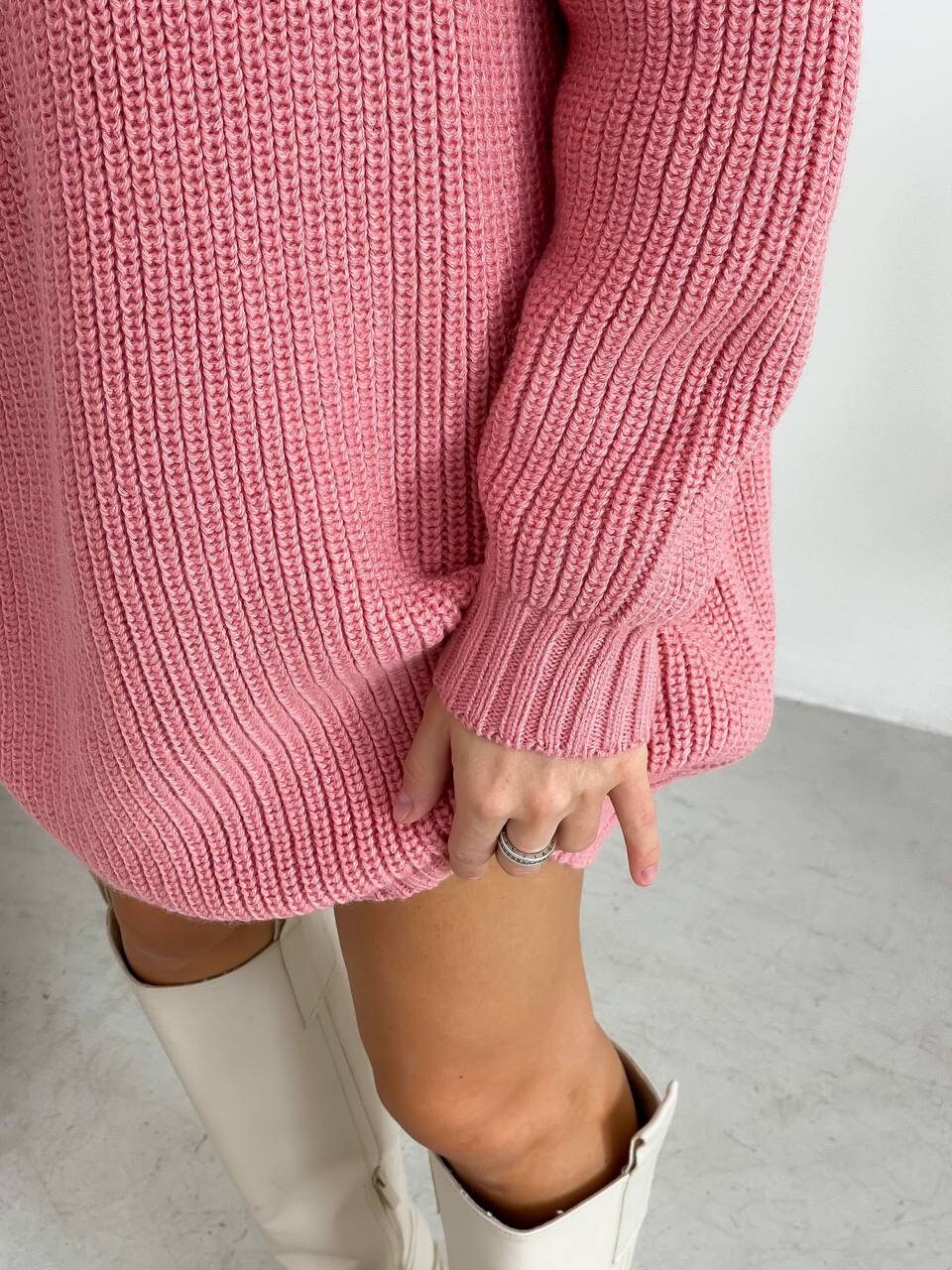 Coral Pink Knit Winter Mini Dress Pink Knit Wool Sweaterdress - Etsy
