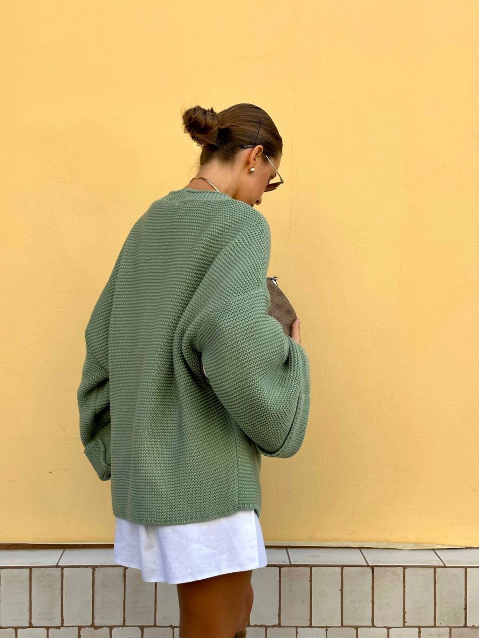 Olive Green Knit Cardigan for Women, Oversize Knit Cardigan Womens ...