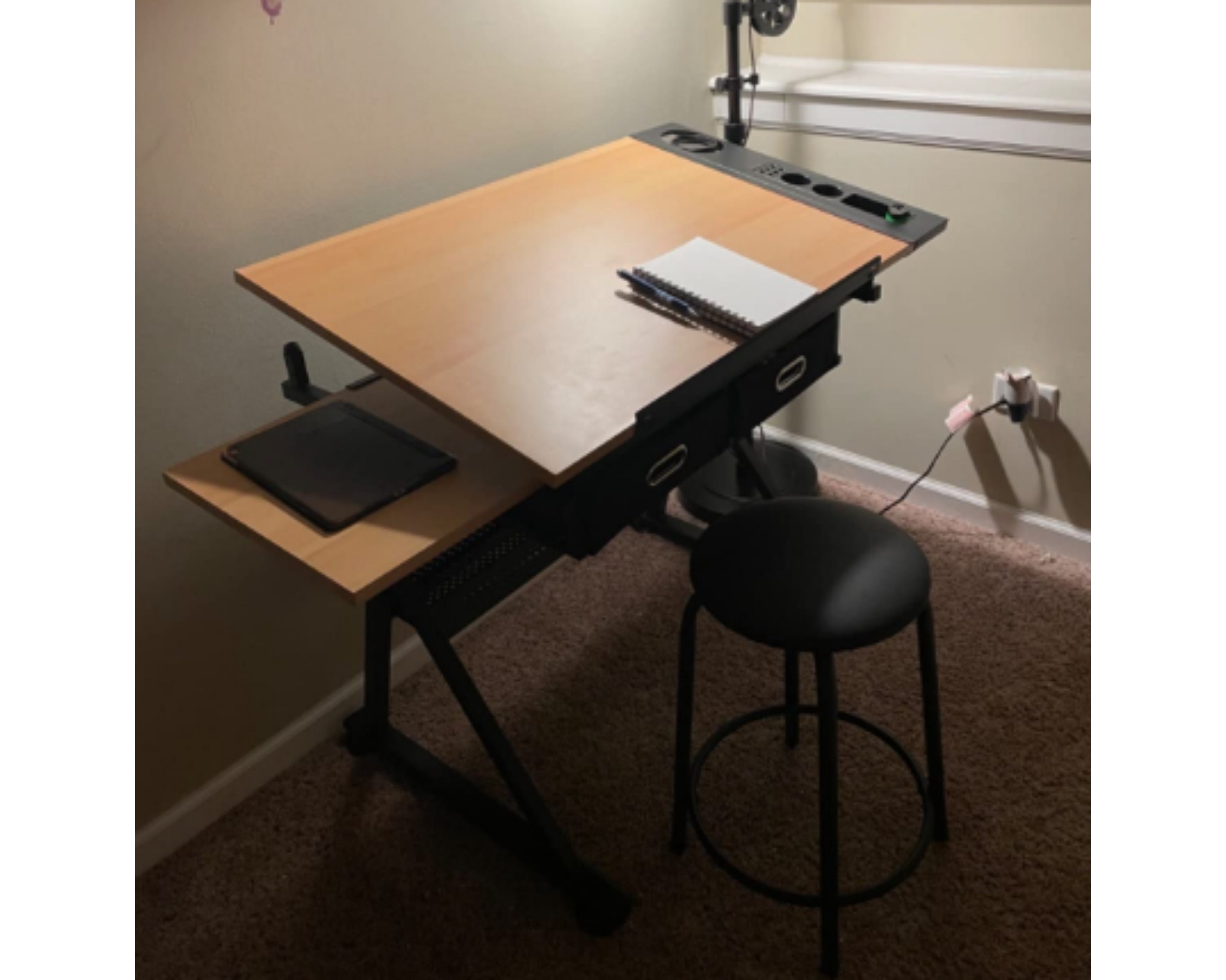 Artist Desk With Storage Drafting Table Desk Adjustable Tabletop ...