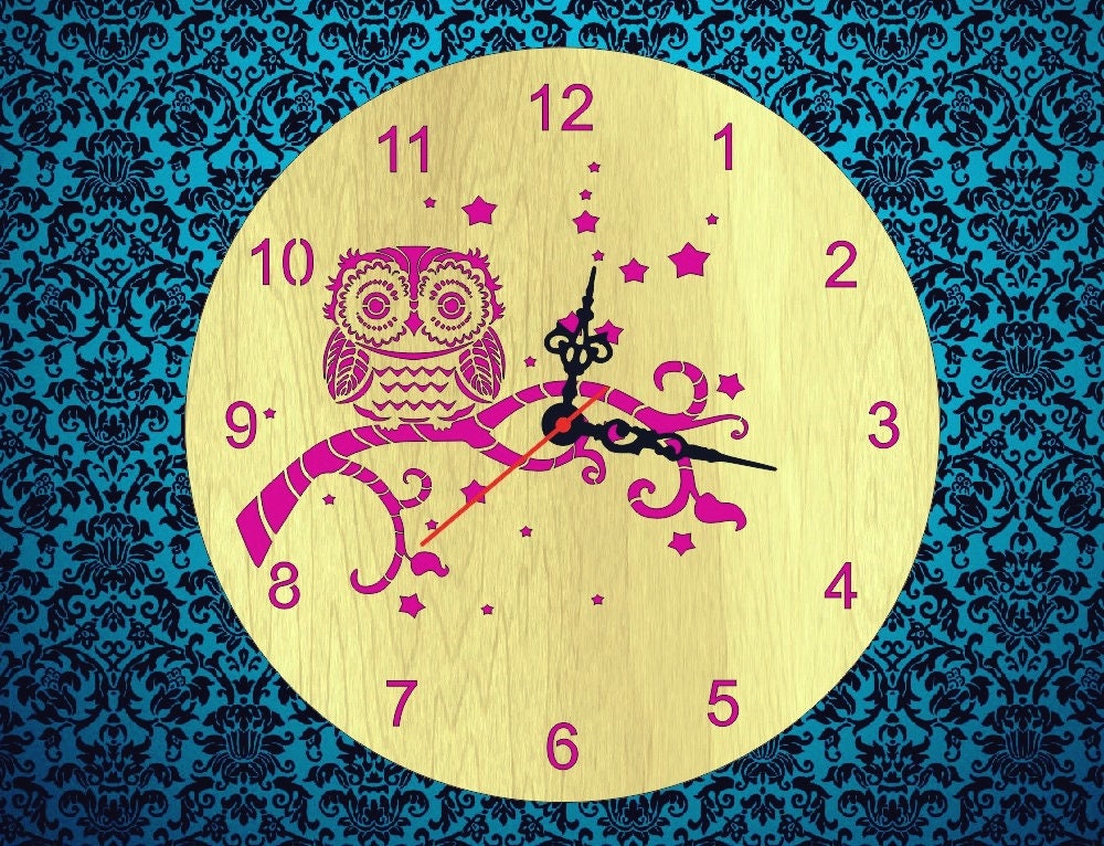 Clock Owl, Owl Clock on a Branch, Laser Cut Files DXF, CDR, Vector ...