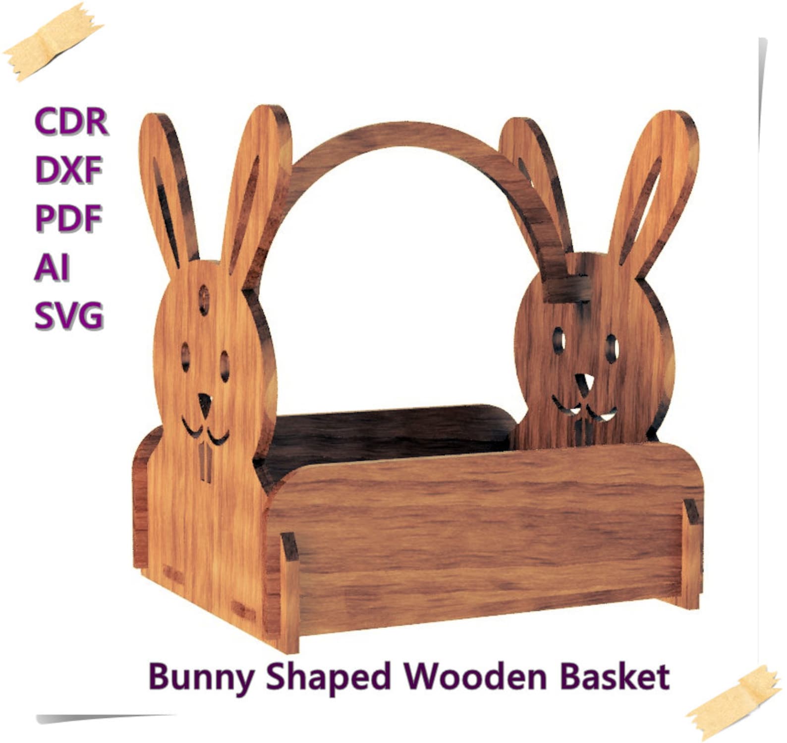 Easter Basket Bunny, Bunny Shaped Wooden Basket, Easter Basket Bunny ...