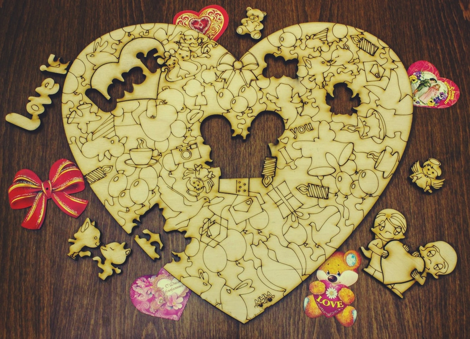 Love is Puzzle, Heart Puzzle, Puzzle Love Cnc File, File Cnc, Laser ...