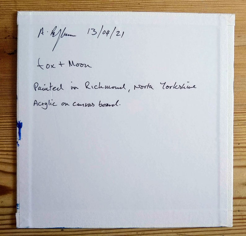 Fox & Moon. Original Acrylic Painting on Canvas Board. Fox Moon Magical ...