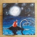 Fox & Moon. Original Acrylic Painting on Canvas Board. Fox Moon Magical ...