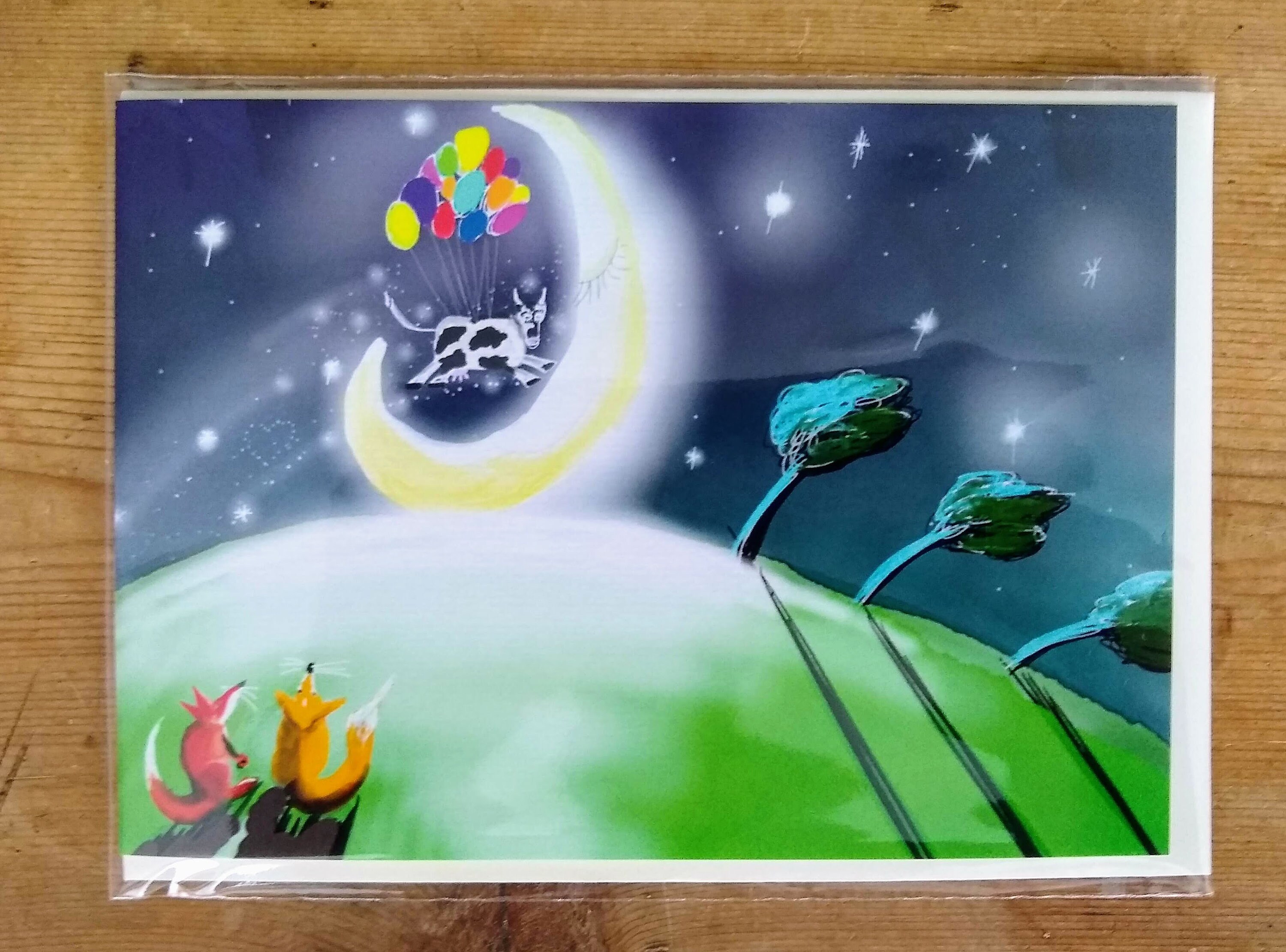 Over the Moon. Fun Birthday Card Cow Jumping Over the Moon Whilst Two ...