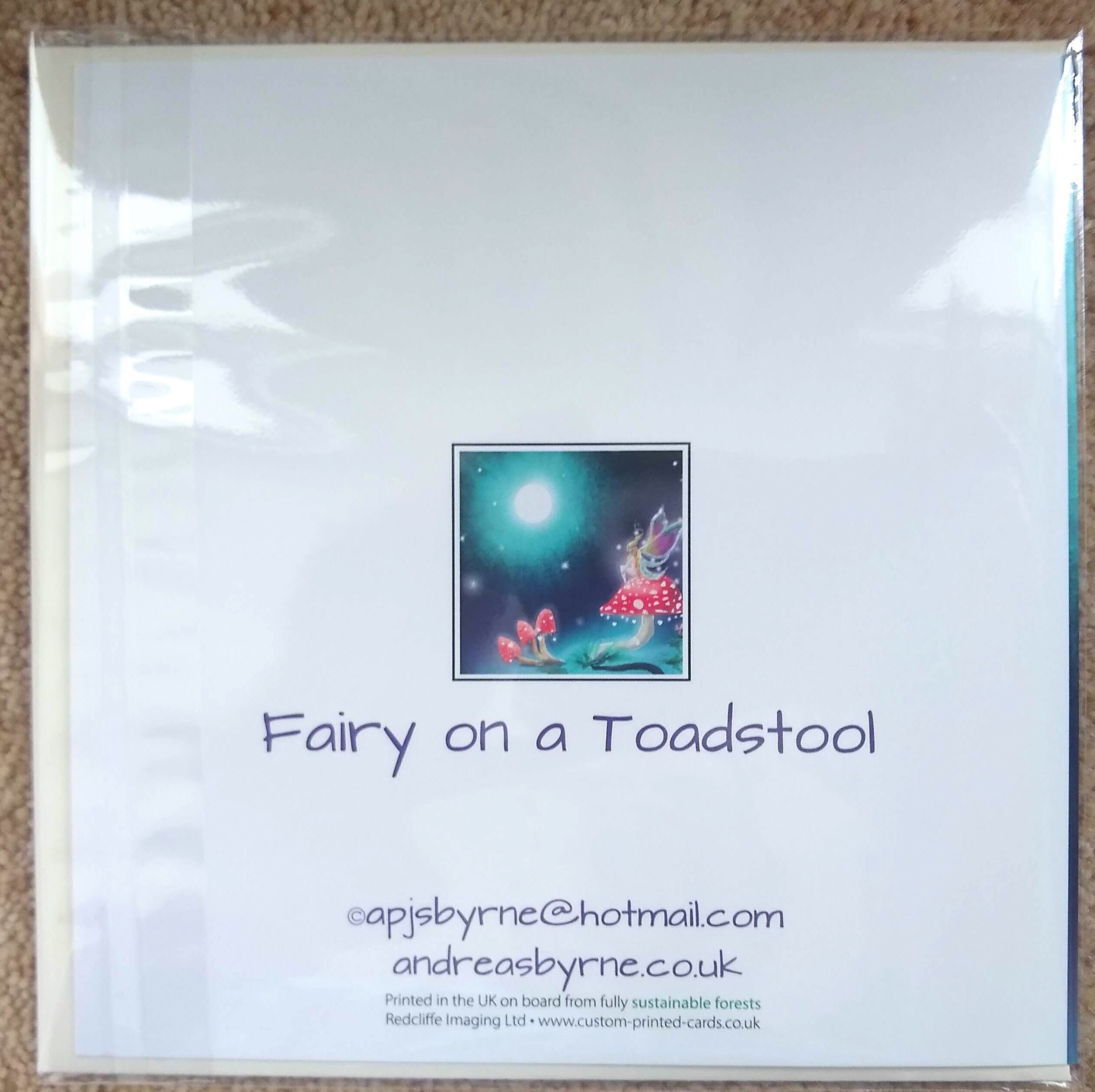 Fairy on a Toadstool. 6x6inch Blank Birthday/greetings Card. Artwork ...