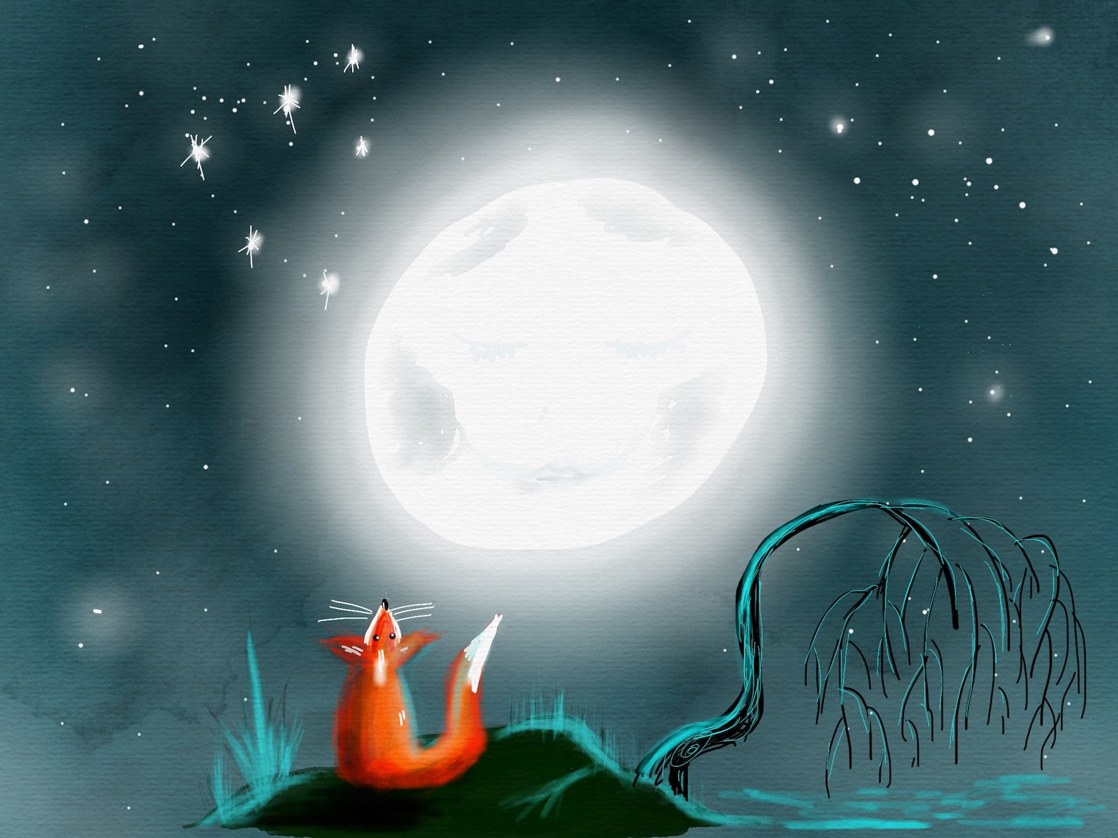 Fox & Moon. Birthday Cards. Magic, Animals. Blank. Fun. - Etsy