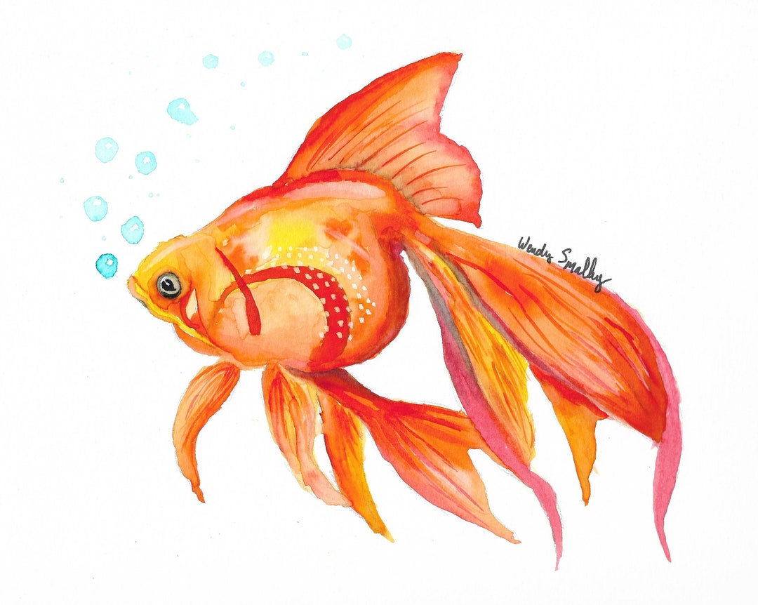 Goldfish Watercolor Print - Etsy