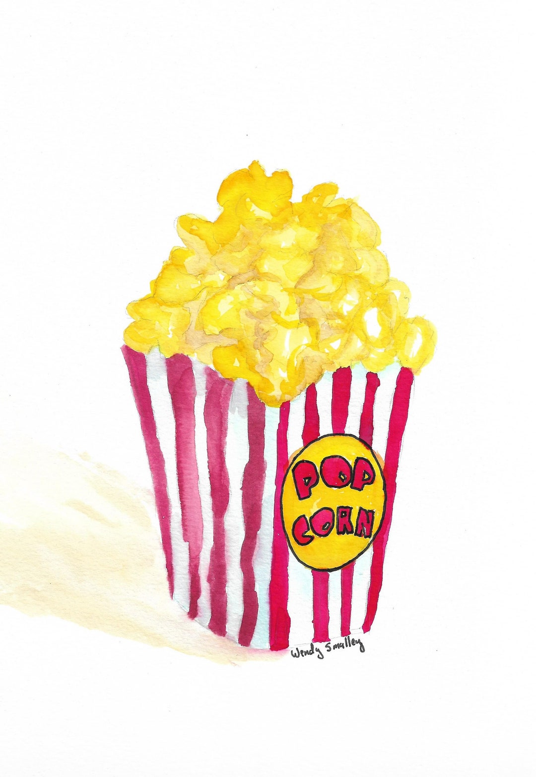 Popcorn Watercolor Print - Etsy