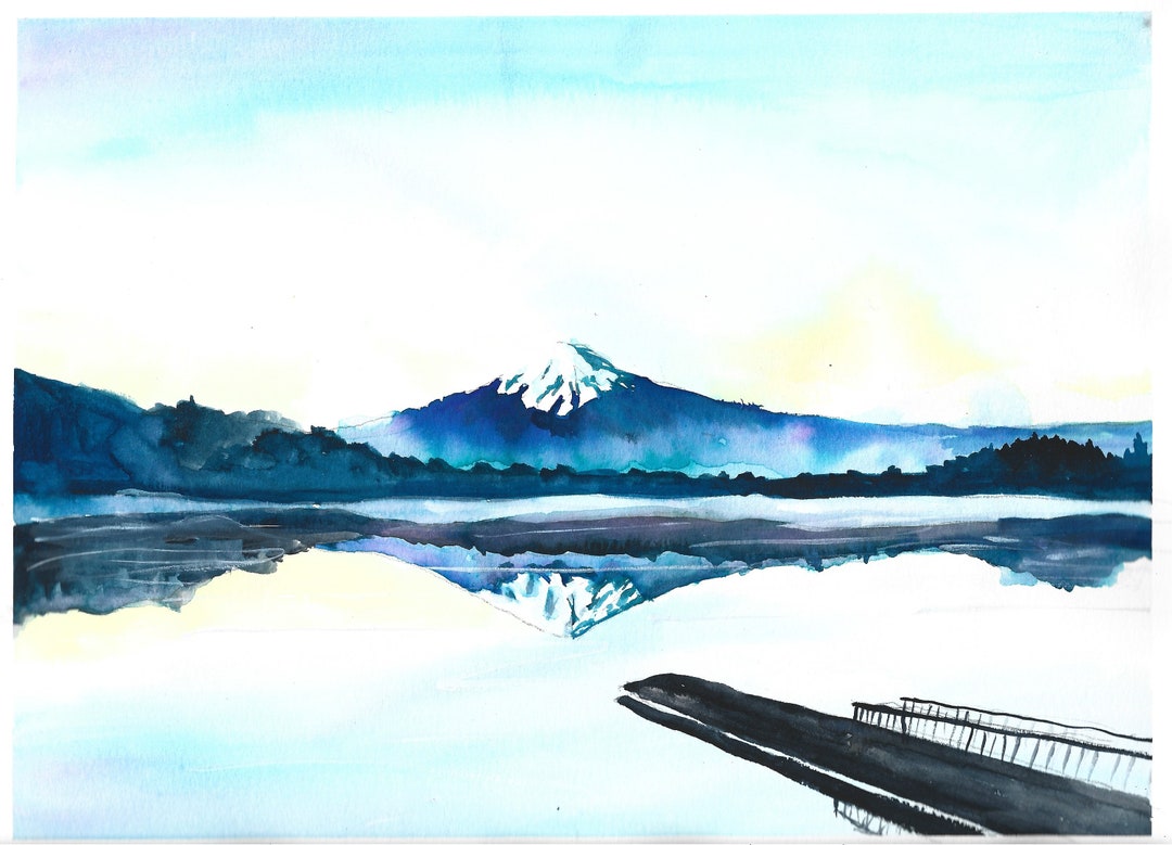 Mt. Fuji Watercolor Painting - Etsy