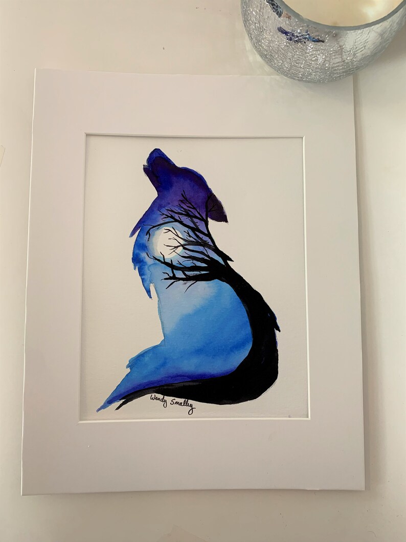 Howling Wolf Watercolor Print - Etsy