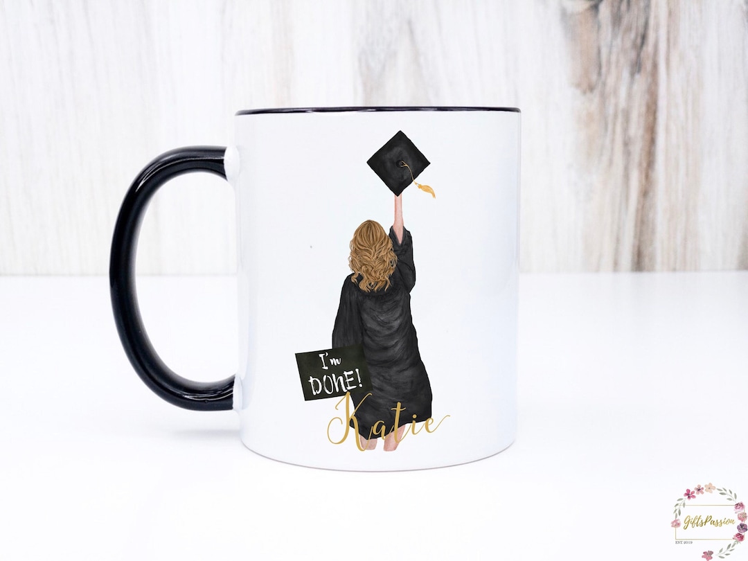 Personalised Graduation Mug, Gift for Her With Custom Name, Skin Tone ...