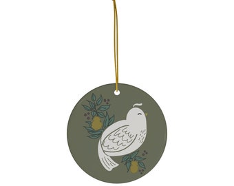 Partridge in a Pear Tree First Day of Christmas Handmade Wood Ornament ...
