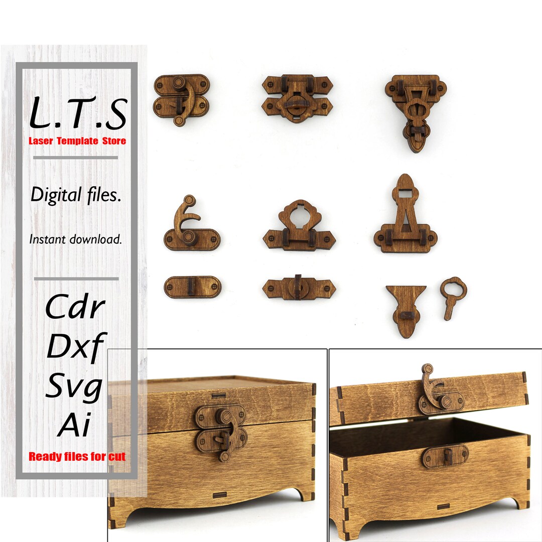 Wooden Locks. Laser Cutting File. 3 Models. Svg Castles, Svg Latch, Cnc ...