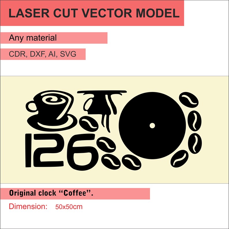Original Clockcoffee. Laser Cut File. | Etsy