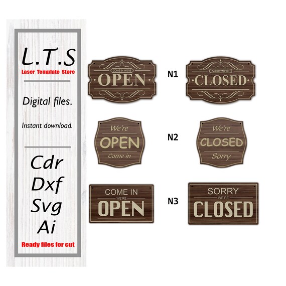 Open-Close signboard. Laser cut file. Cdr Dxf Ai Svg files. | Etsy