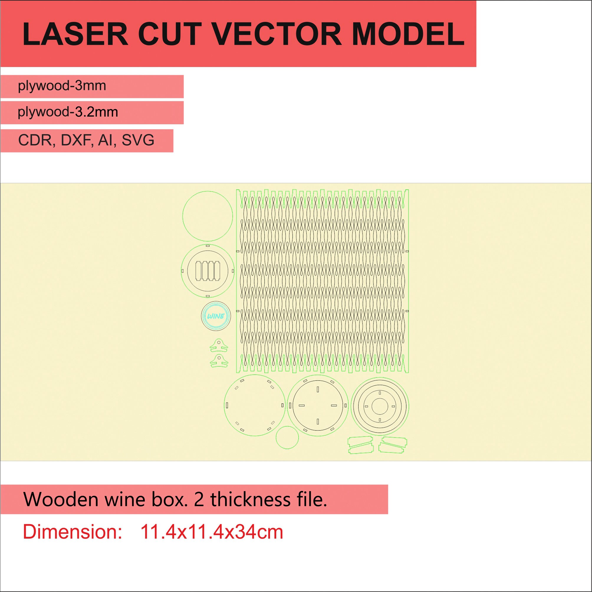 Wooden Wine Box. Laser Cut File. Cdr Dxf Ai Svg Files. | Etsy India