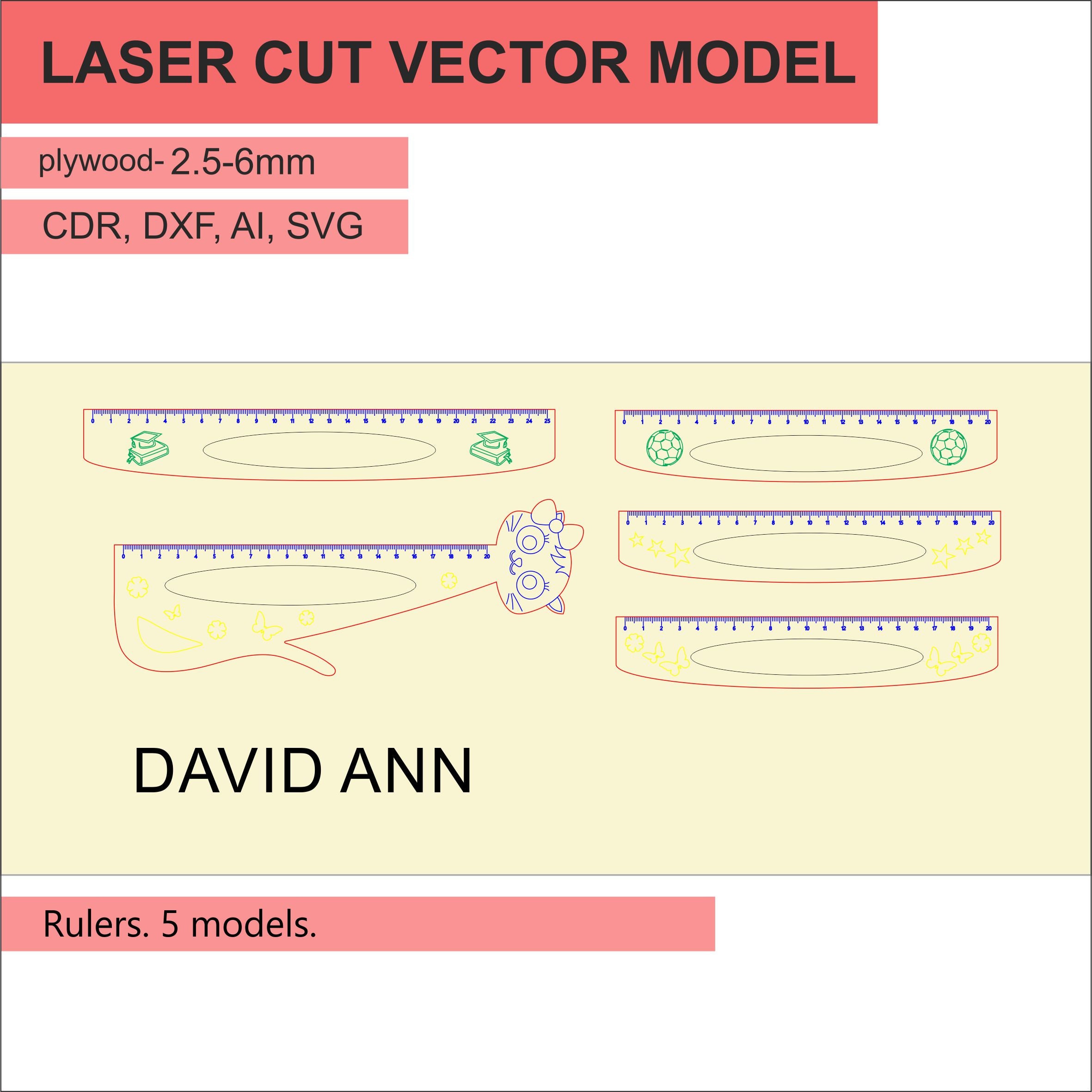 Rulers. Laser Cut File. Cdrdxfsvgai.instant Download Cnc - Etsy