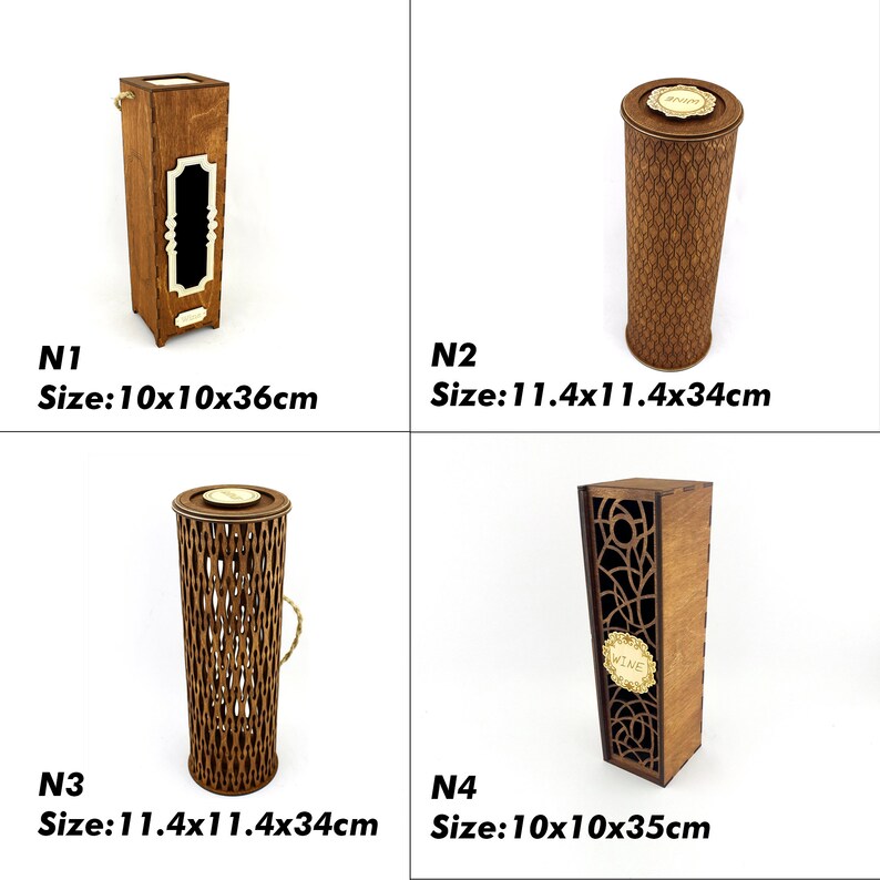 Wooden Wine Boxes 4 Models Laser Cut File Cdr Dxf Ai Svg Etsy