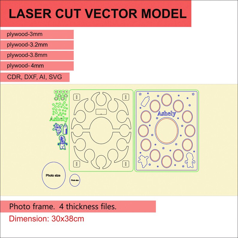 Wooden Photo Frame. Laser Cut File. Cdr Dxf Svg Ai. - Etsy