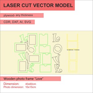 Wooden Photo Frame "love". Laser Cut Vector Model. Cdr , Dxf, Svg, Ai ...