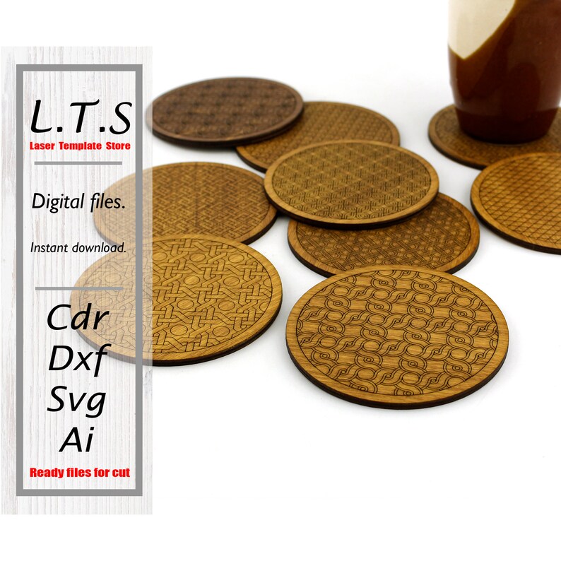 Coasters. Laser Cut File. Set of 9 Coasters. Svg Coaster. Cnc - Etsy