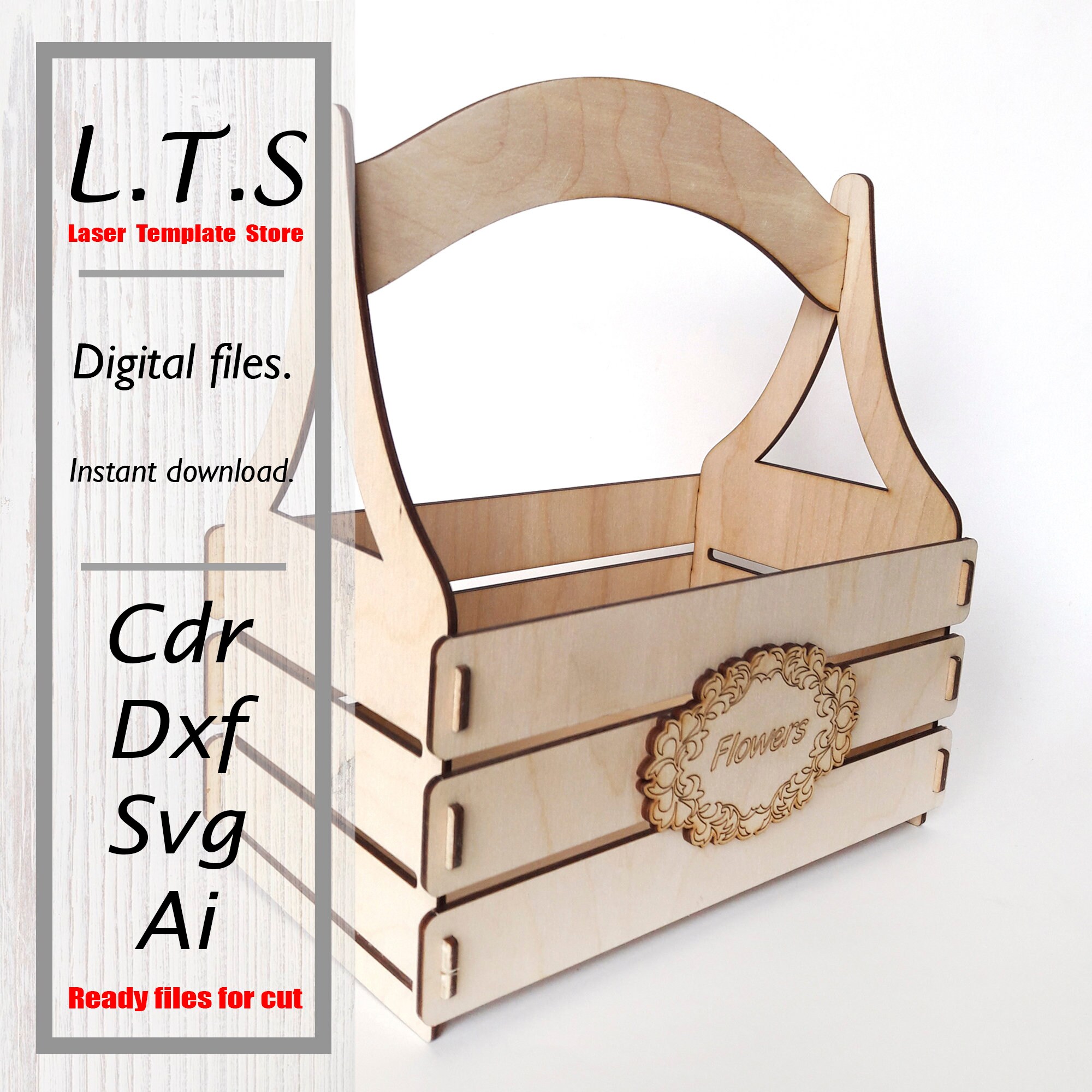 Wooden Basket for Flowers and Other Uses. Laser Cut File. 2 - Etsy